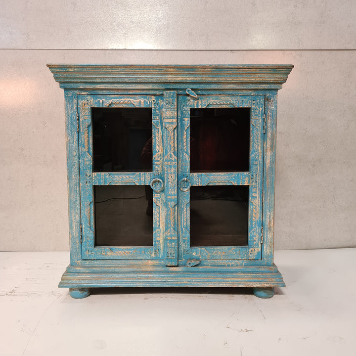 Vivid Indian Solid Wood Open Display Mini Cabinet With Chest Of Drawer ...